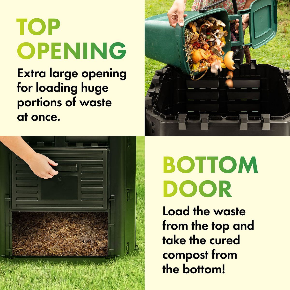 Garden Composter Bin Made from Recycled Plastic – 95 Gallons (360Liter ...